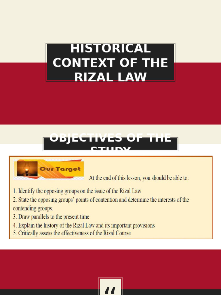 Lesson 1 Historical Context of The Rizal Law | PDF