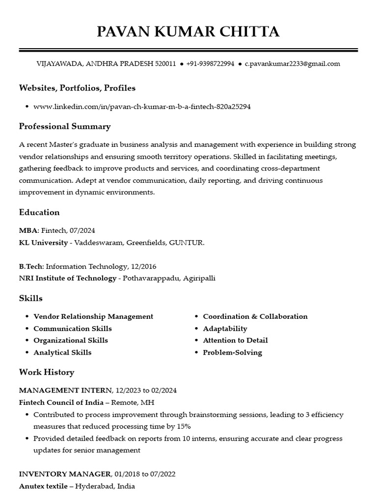 Resume PavanKumar | PDF