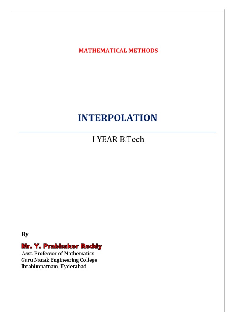Unit 4 (B) Interpolation | PDF | Finite Difference | Interpolation