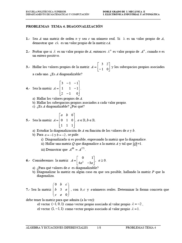 Problemas de Álgebra 4 | PDF