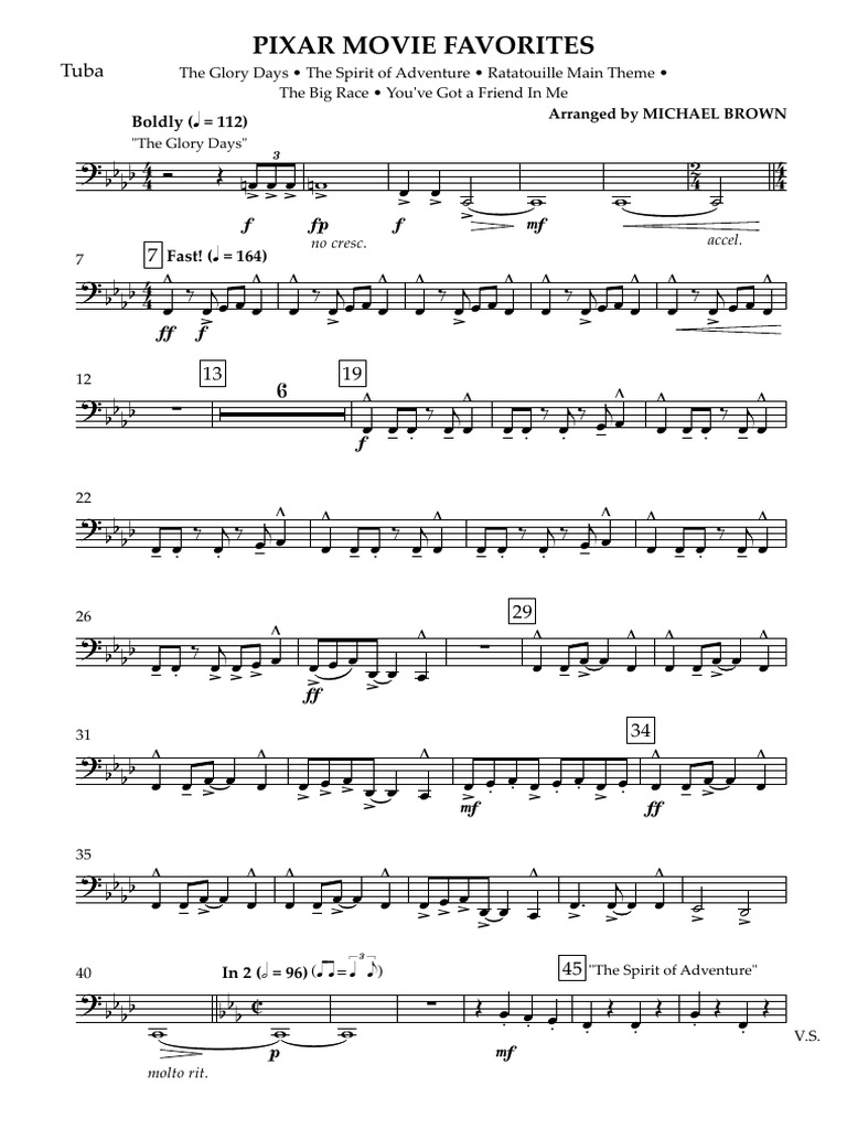 Pixar Movie Favorites - Tuba | PDF