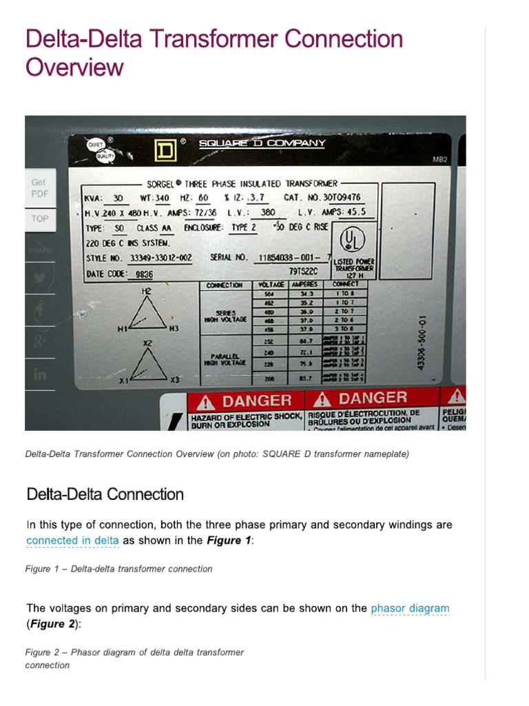 Delta-Delta Transformer Connection Overview - EEP | PDF
