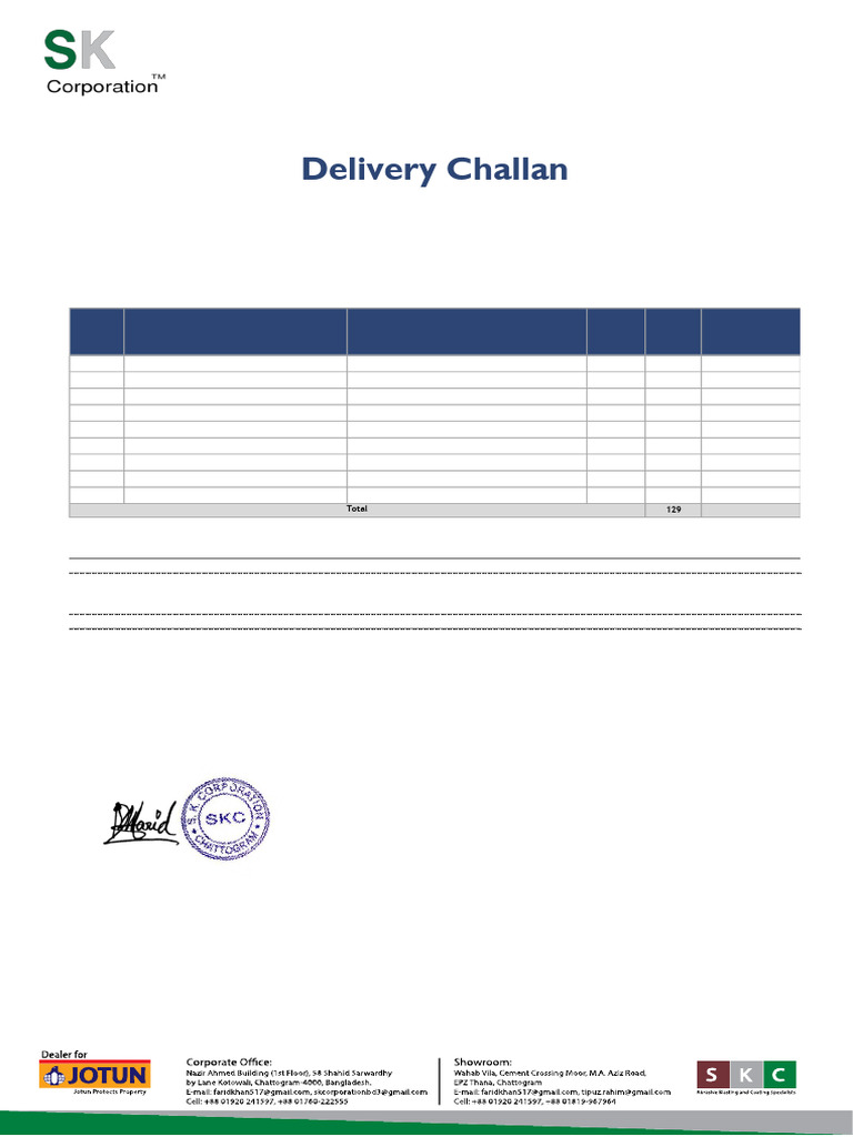 Delivery Challan For Great Wall - 01, DT - 20.03.2024 | PDF