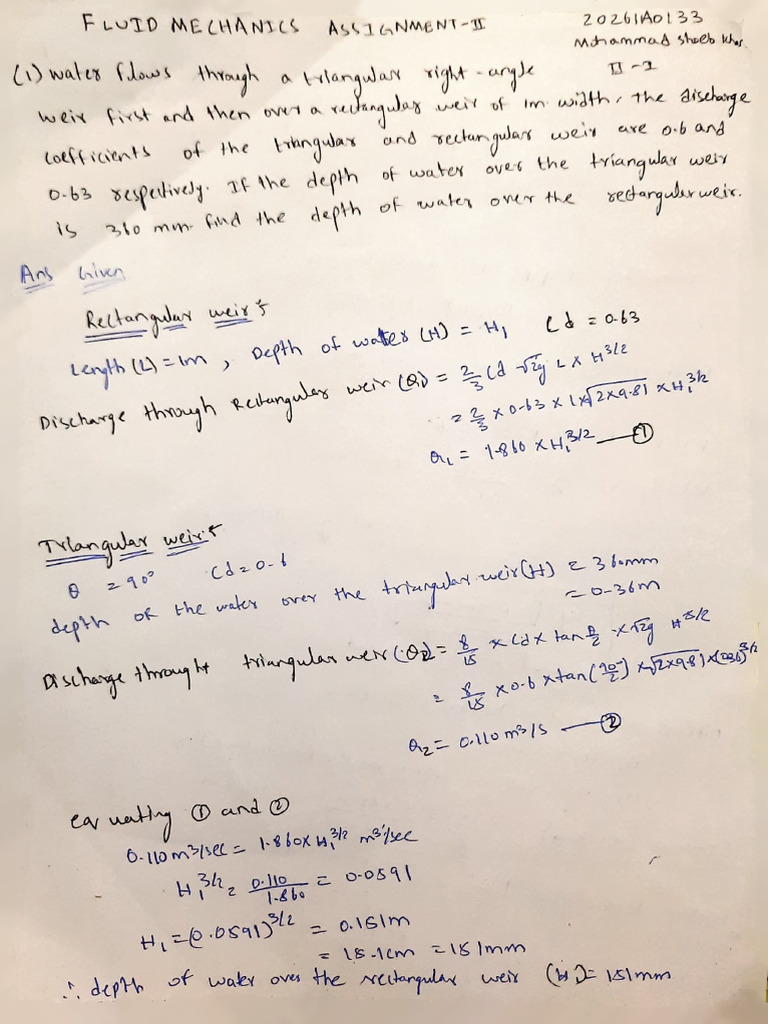 Hydraulics and Hydraulic Mechenary Assignment | PDF