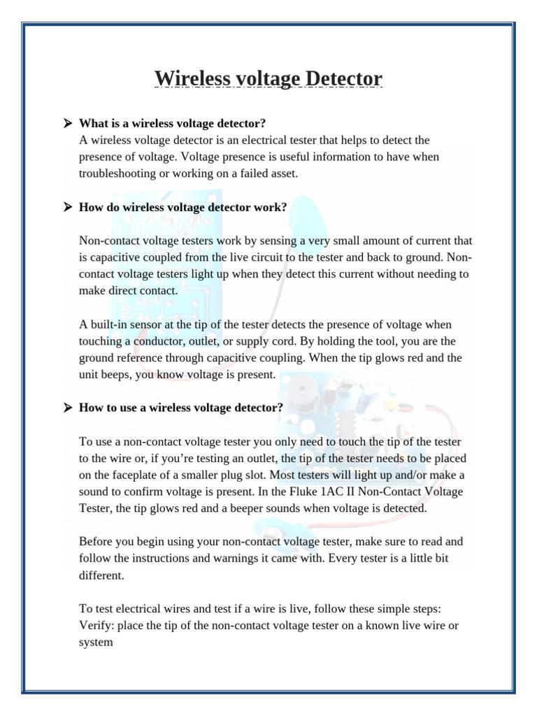 Wireless Voltage Detector Project | PDF