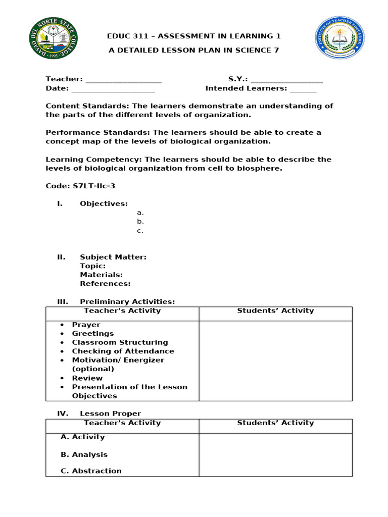 4as LESSON PLAN TEMPLATE EDUC 311 | PDF