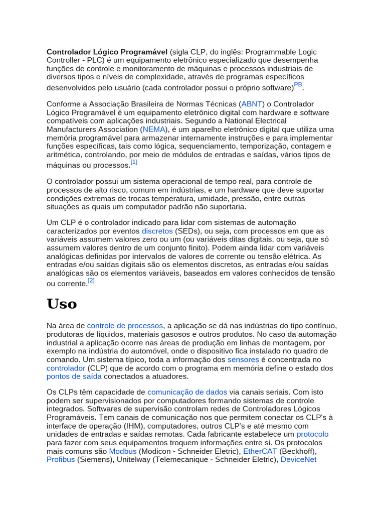 Controlador Lógico Programável | PDF