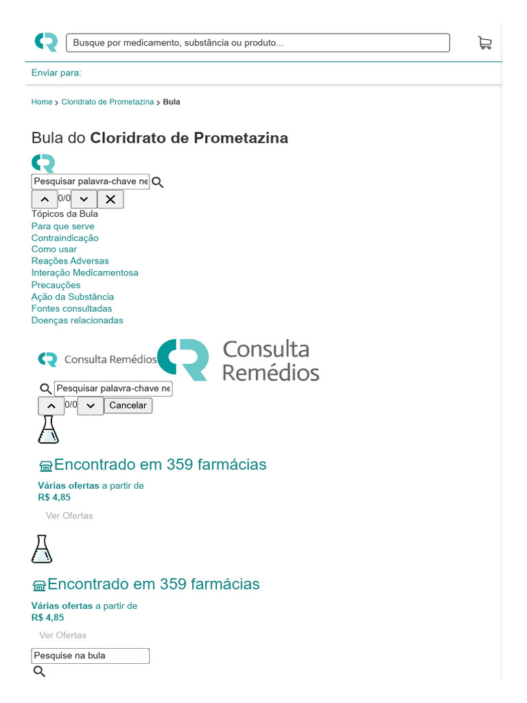 Cloridrato de Prometazina - Bula, para Que Serve e Como Usar - CR | PDF