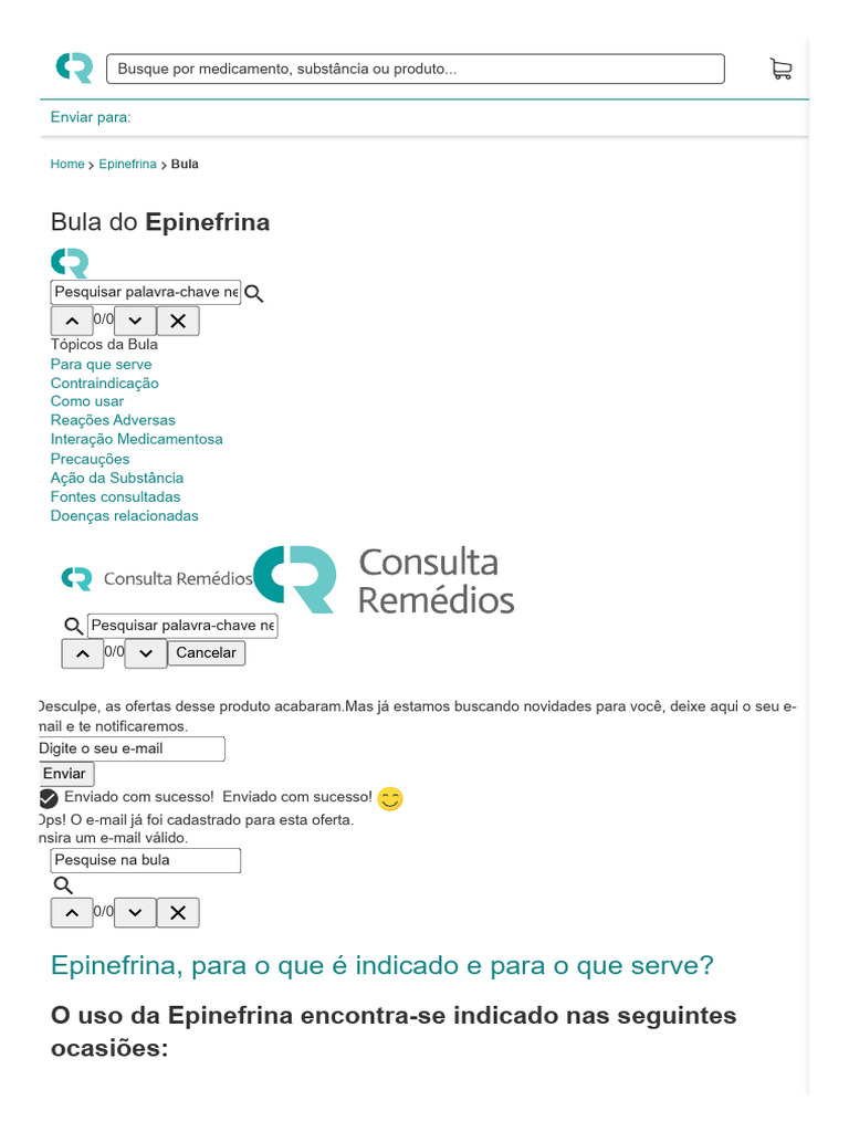 Epinefrina - Bula, para Que Serve e Como Usar - CR | PDF