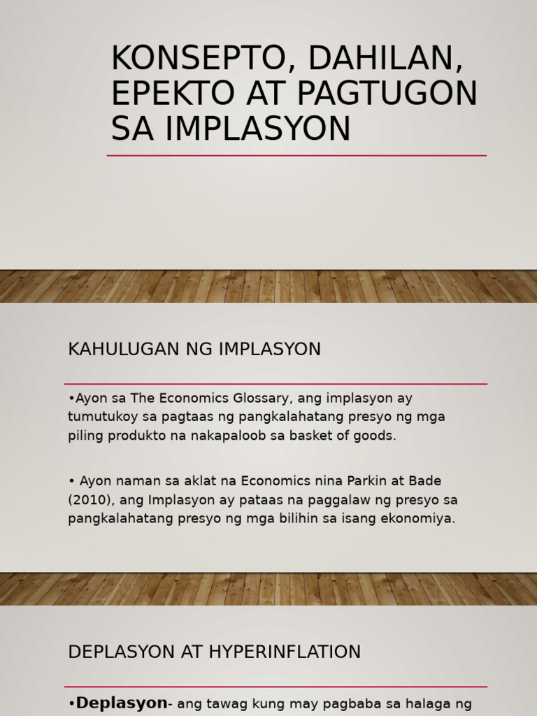 Konsepto, Dahilan, Epekto at Pagtugon Sa Implasyon | PDF