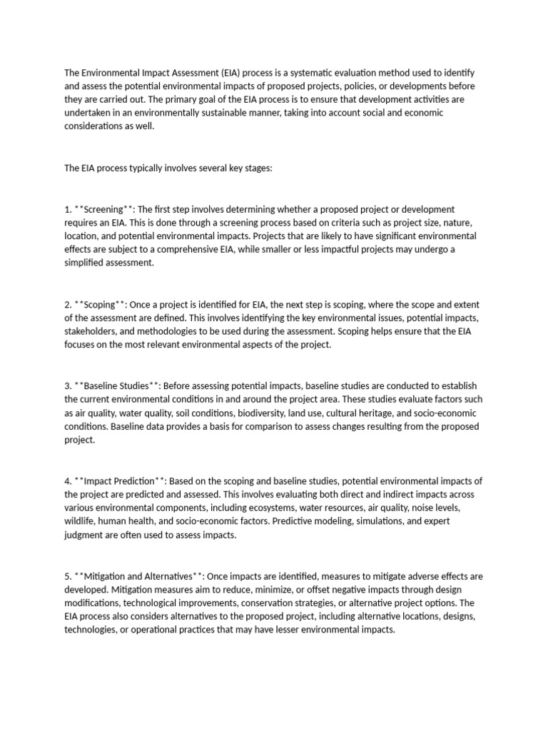 The Environmental Impact Assessment | PDF