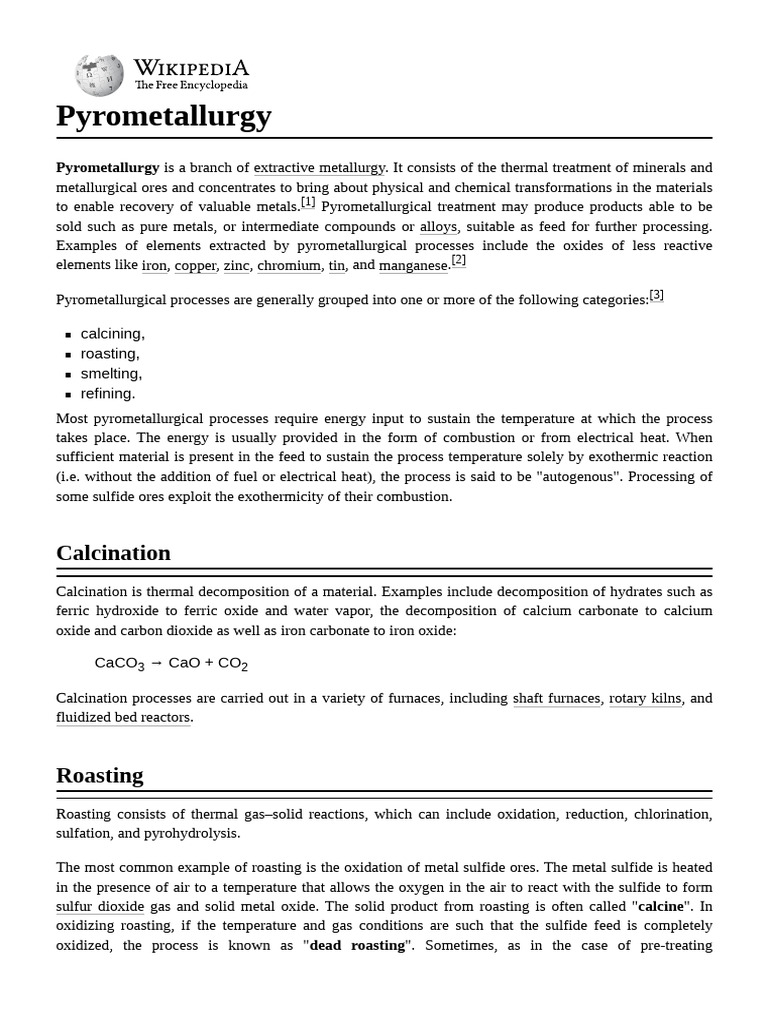 Pyrometallurgy | PDF