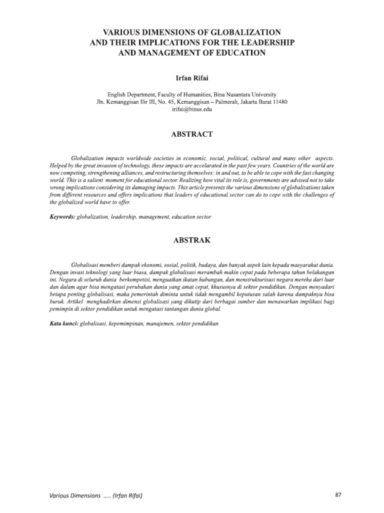 Dimensions of globalization-LJG | PDF