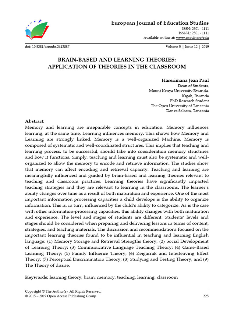 Brain-Based Learning | PDF | Learning | Memory