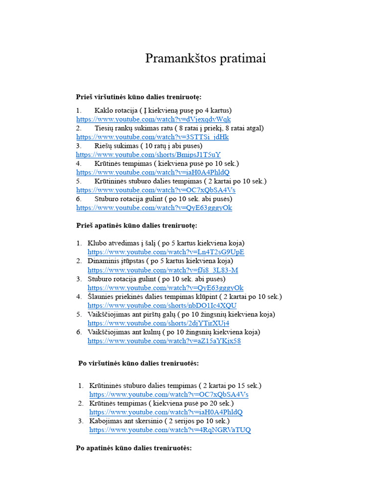 Pramankštos Pratimai | PDF
