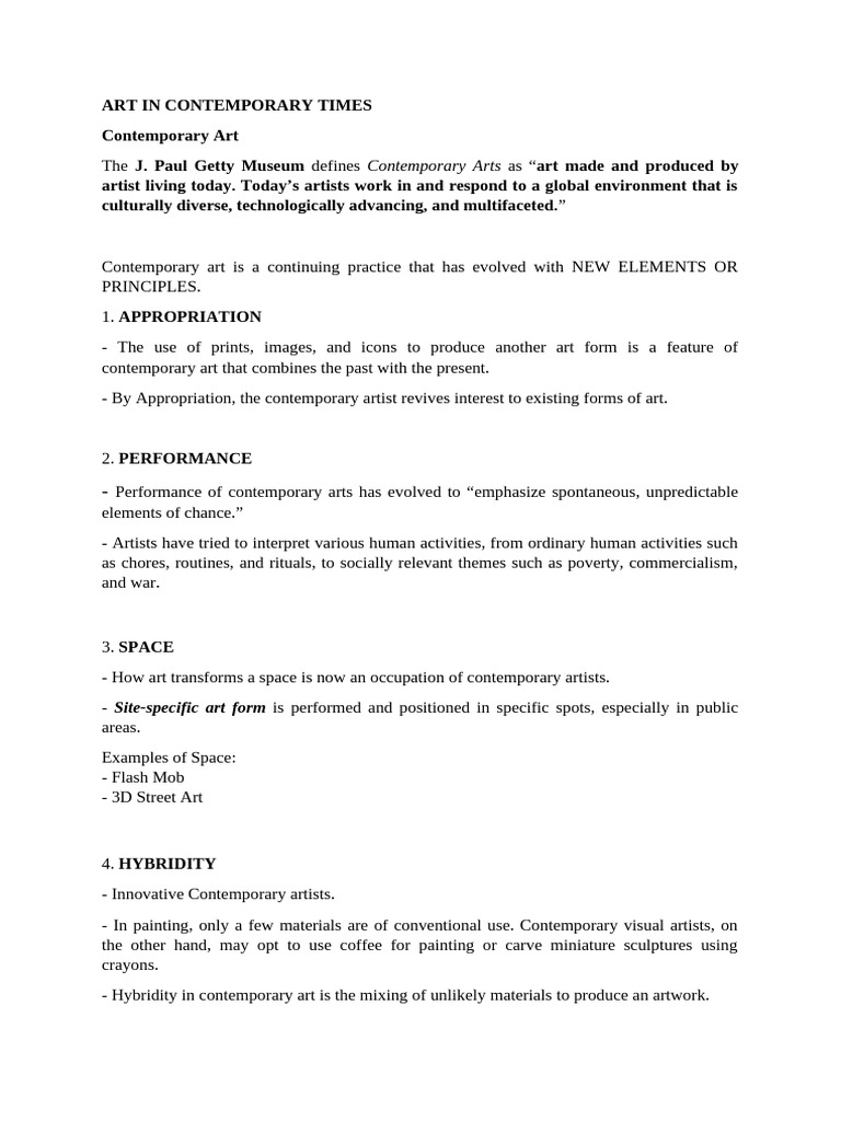 ART IN CONTEMPORARY TIMES | PDF