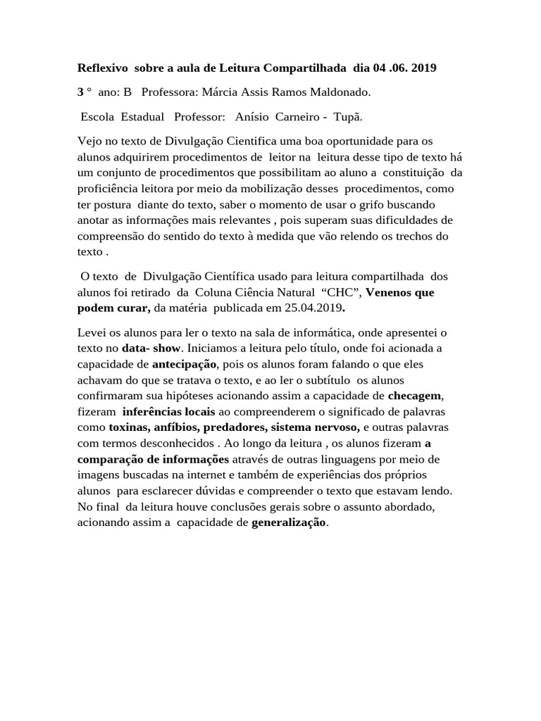 RR Leitura Compartilha 3º ano B | PDF RR Leitura Compartilha 3º ano B | PDF