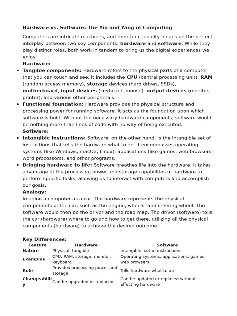 Hardware vs Software | PDF