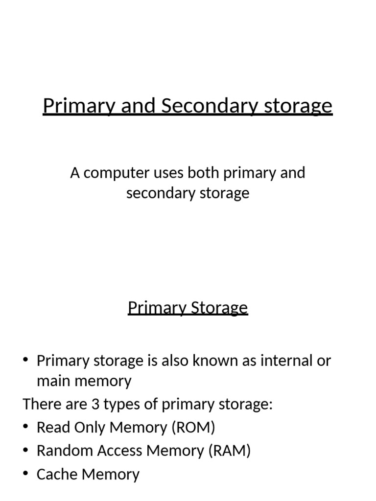 Primary and Secondary Storage | PDF