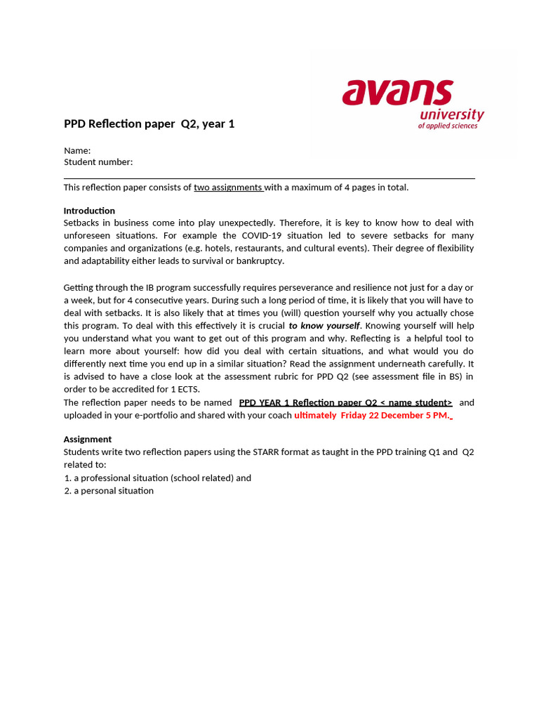 PPD YEAR 1 Reflection Paper Q2 Quinten Jansen.2 | PDF