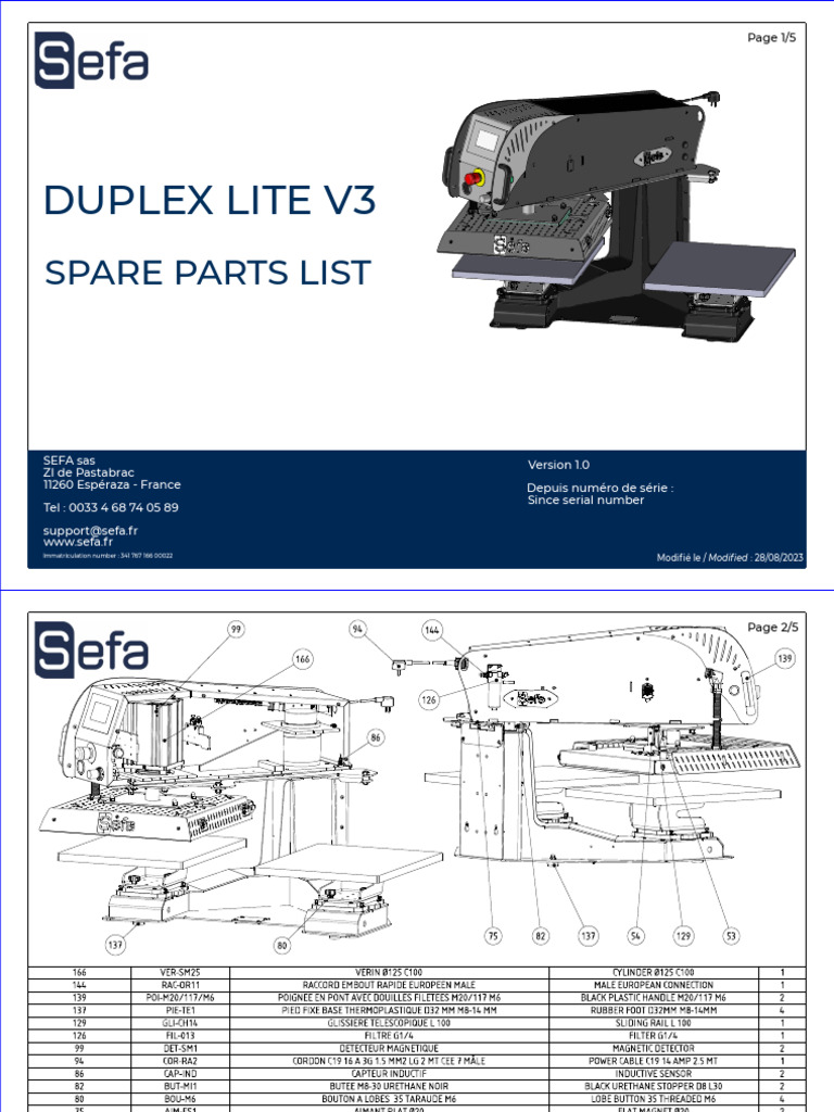 Duplex Lite V3 (Spare Parts) | PDF