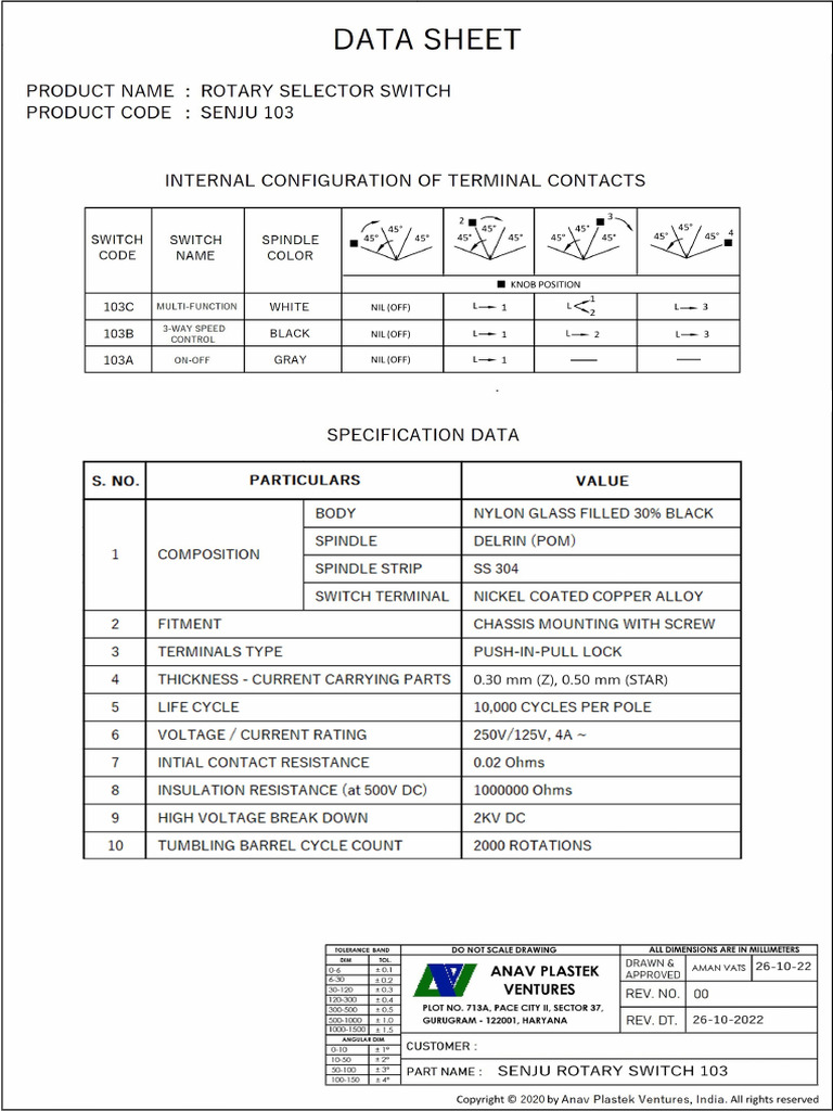 Switch 103 Datasheet | PDF
