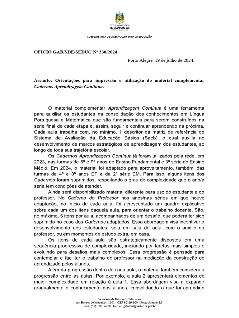 Orientações sobre Cadernos 2024 | PDF | Aprendizado | Lição