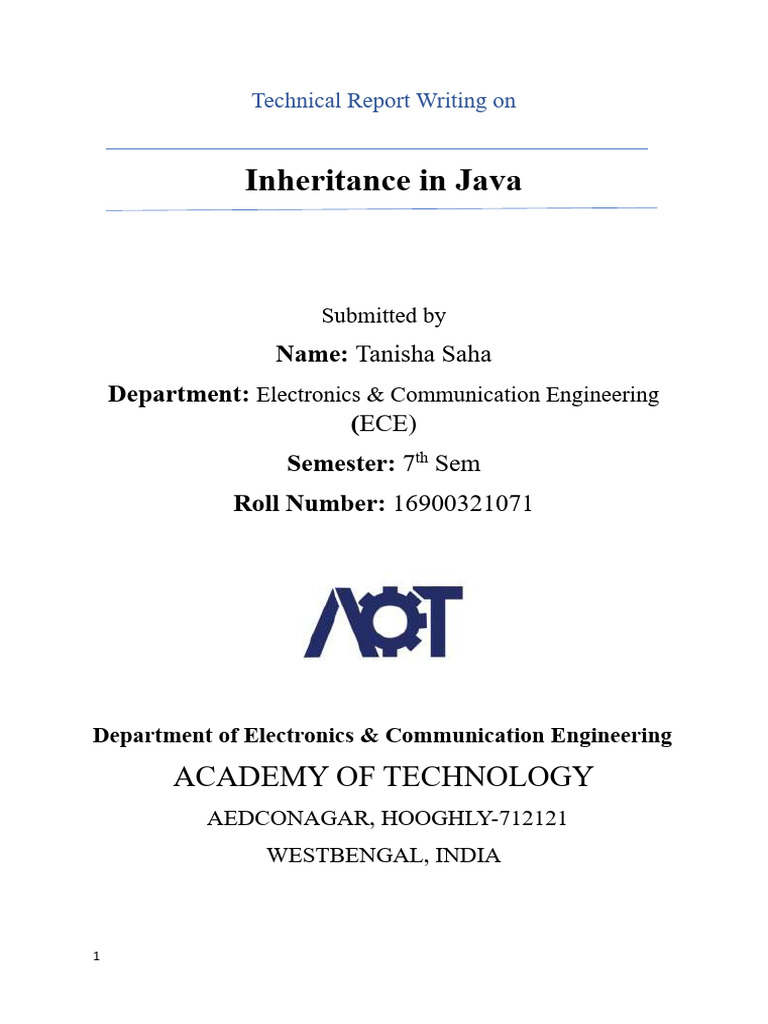 Technical Report On Inheritance in JAVA | PDF