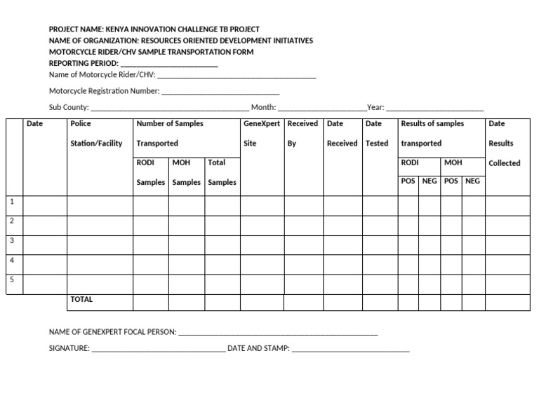 Sample Transportation Form (1) | PDF