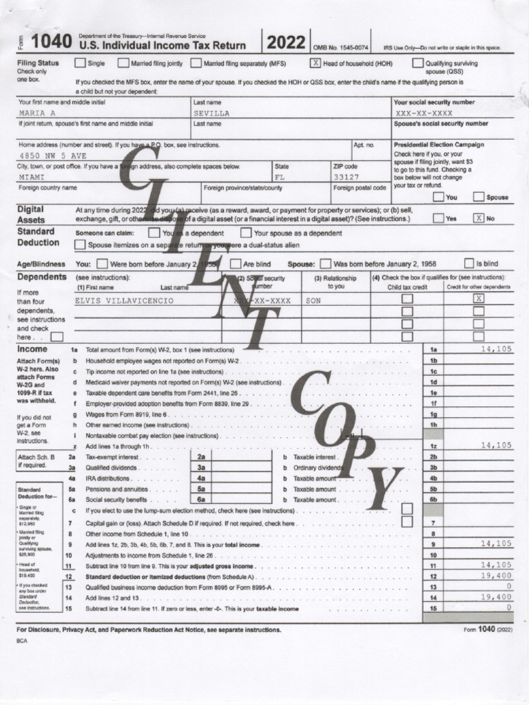 Maria Sevilla IRS 2022 | PDF