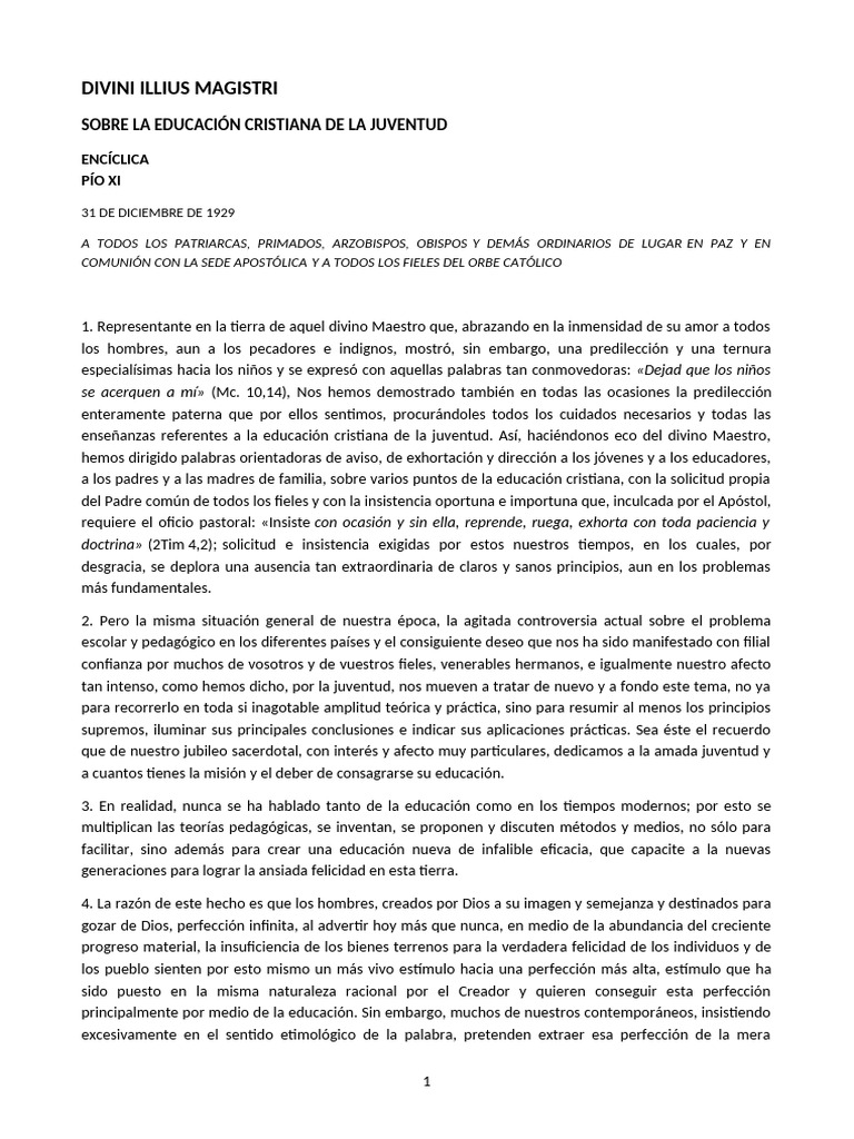 Divini Illius Magistri | PDF