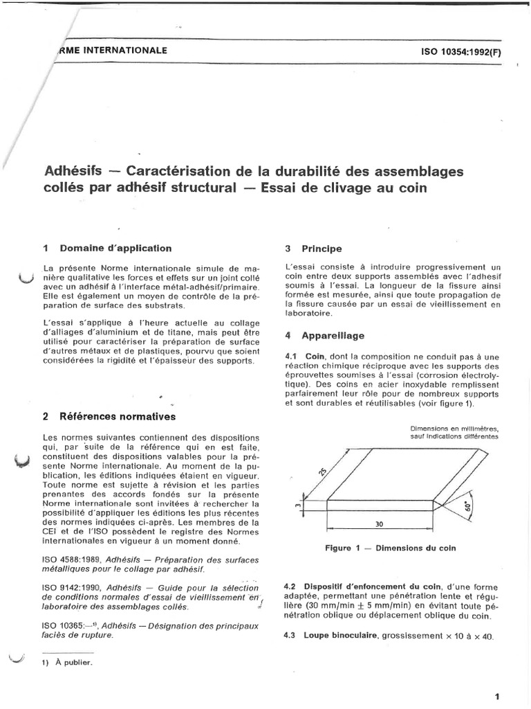 ISO10354-1992 - Assemblage Collé - Clivage Au Coin | PDF