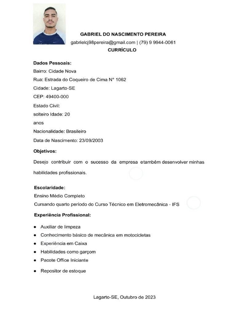 Currículo Gabriel | PDF