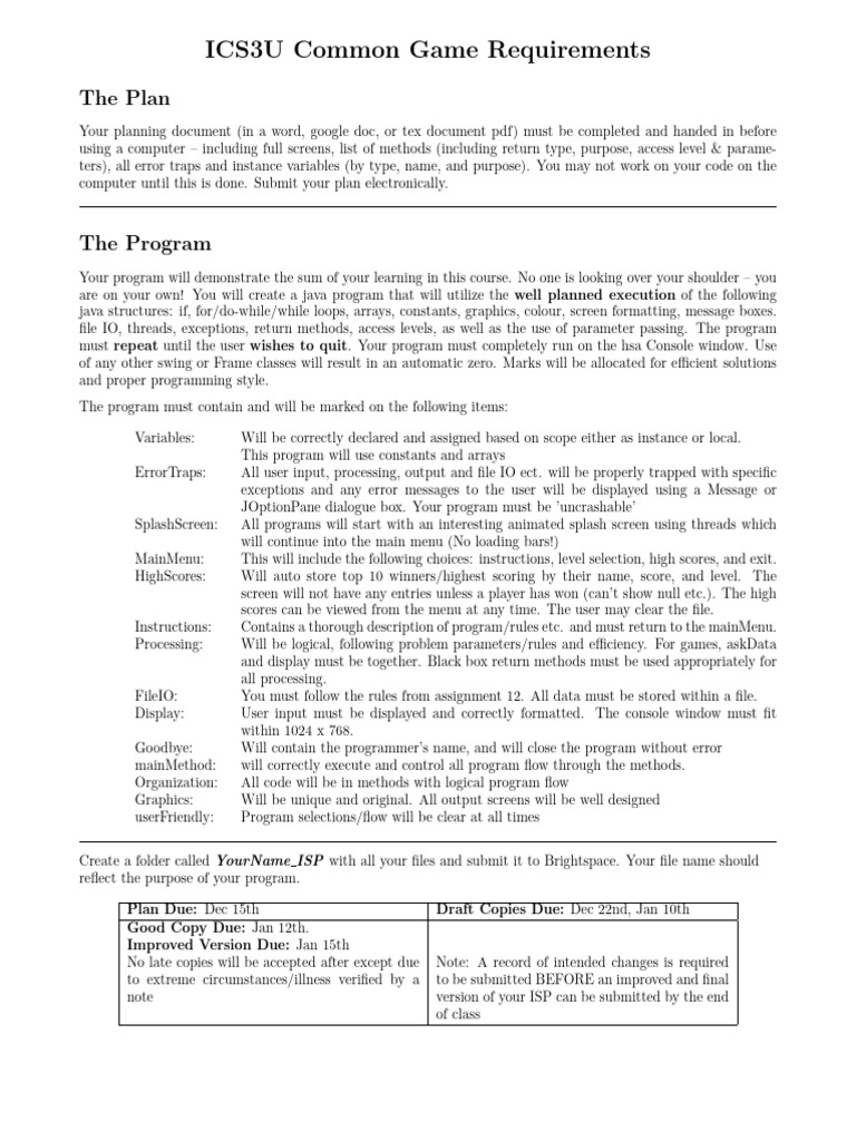 Game Requirements | PDF