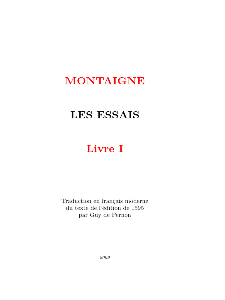 Montaigne - Essais I | PDF
