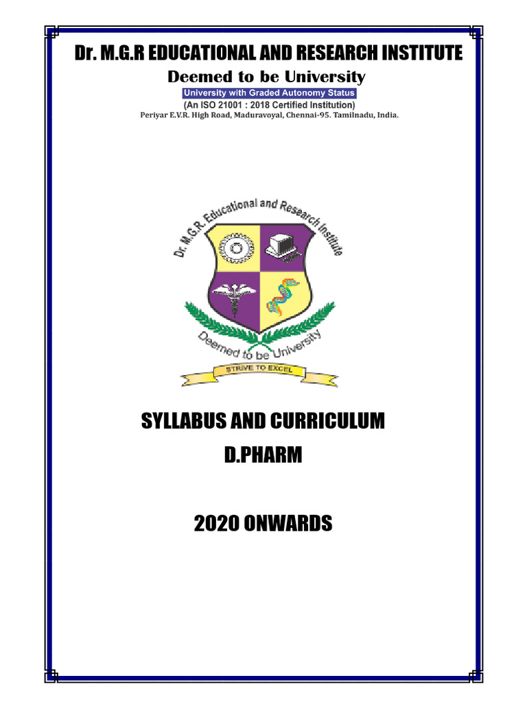 D.Pharm Curriculum and Syllabus | PDF