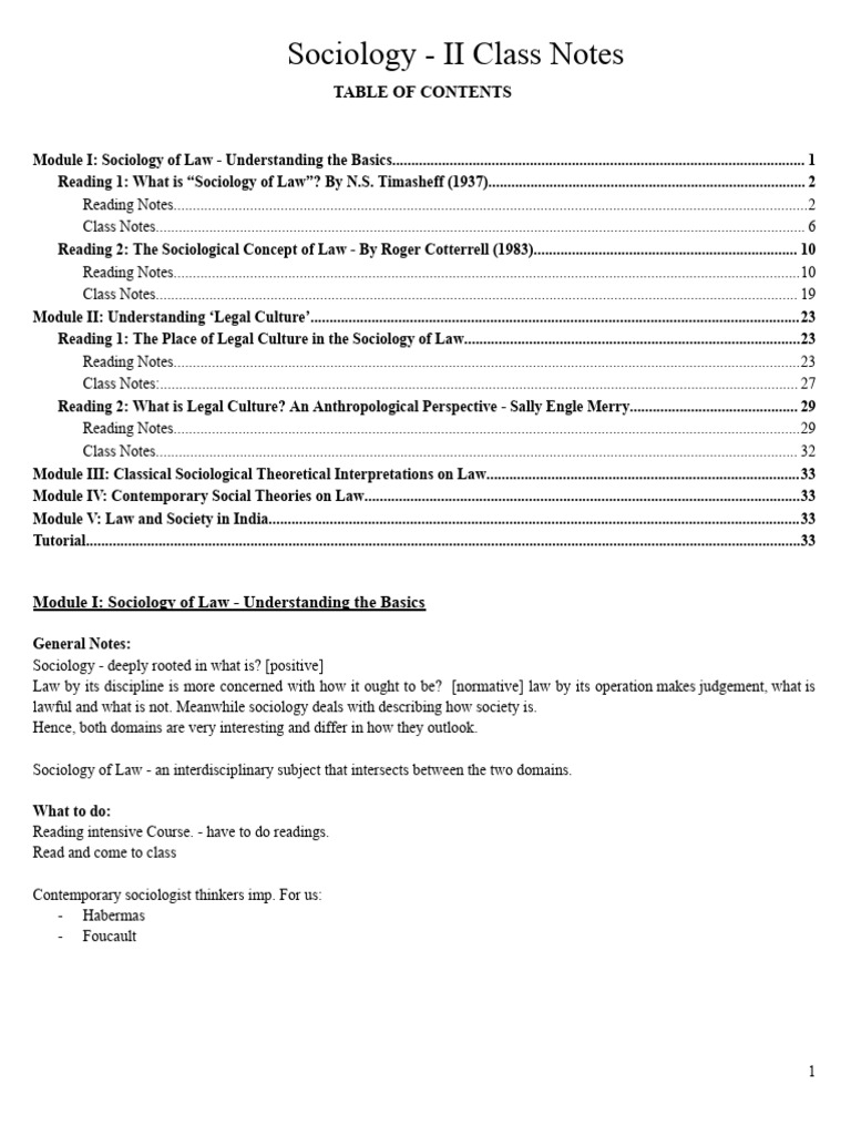 Sociology - II - Class Notes | PDF