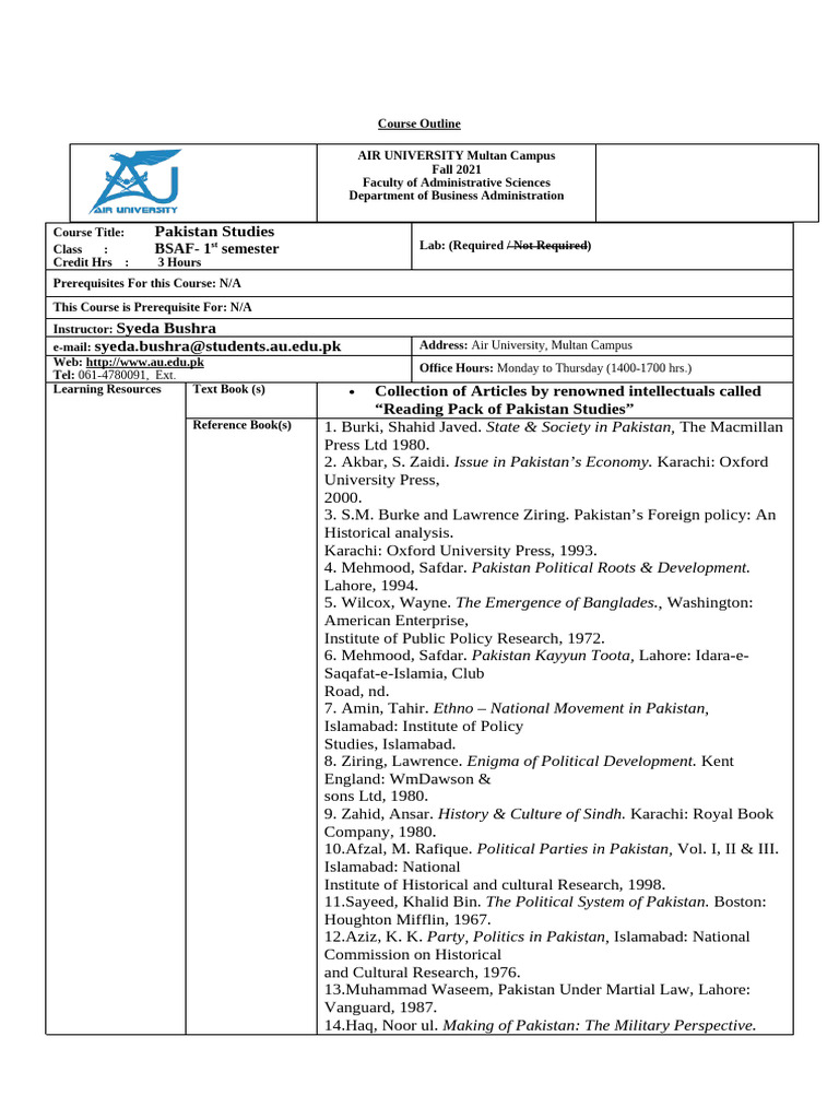 Pak_Study Outline | PDF
