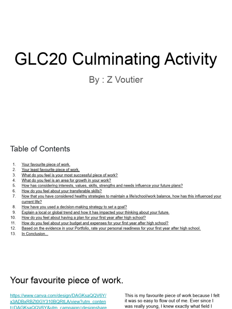 Culminating Activity Slides Template (1) - Z Voutier | PDF