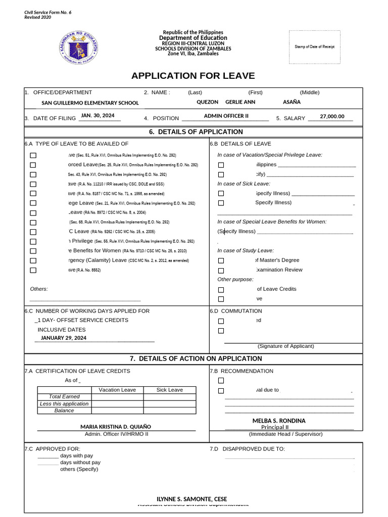 Blank Form 6 New | PDF