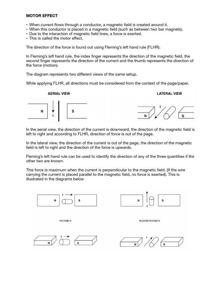 Magnetism Lecture Motor Effect Igcse | PDF
