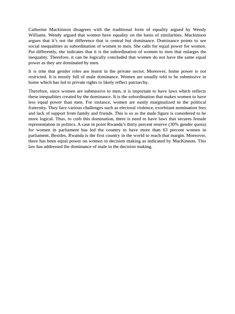 Catherine MacKinnon On Equality | PDF