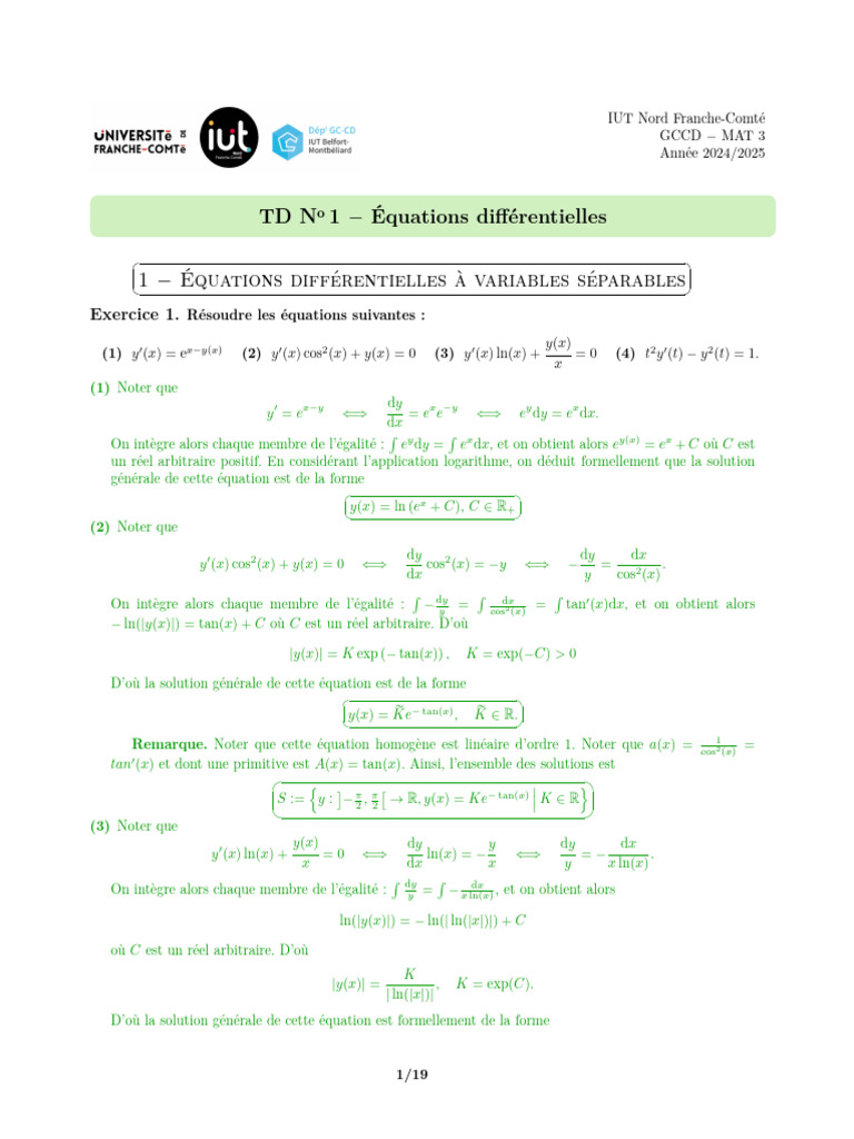 TD 1 Correction | PDF