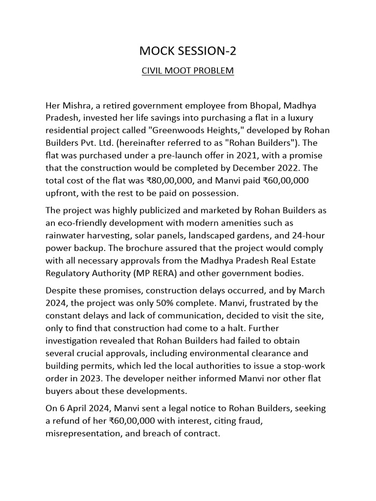 Civil Moot Problem 2 | PDF