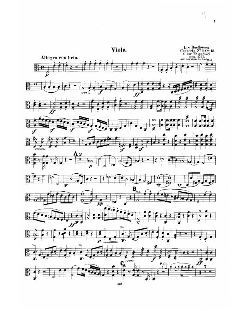 Beethoven PC No.1, Op15 Vla | PDF