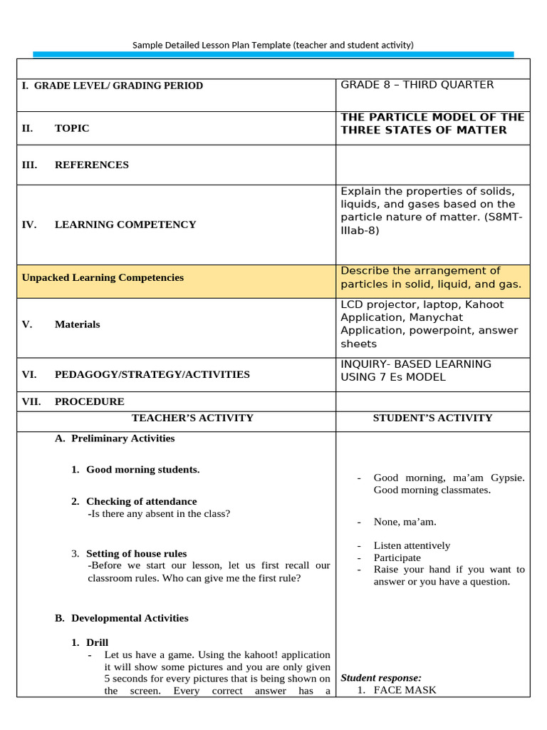 Annotated Lesson Plan Sample | PDF