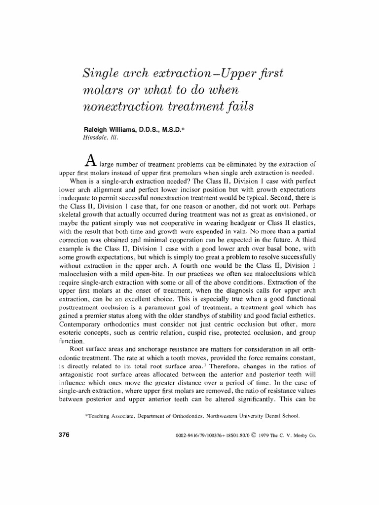 Single Arch Extraction-Upper First Molars or What To Do When ...