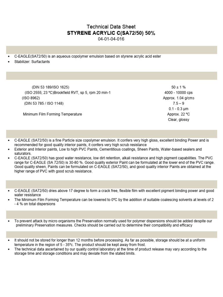 Styrene Acrylic 50 | PDF