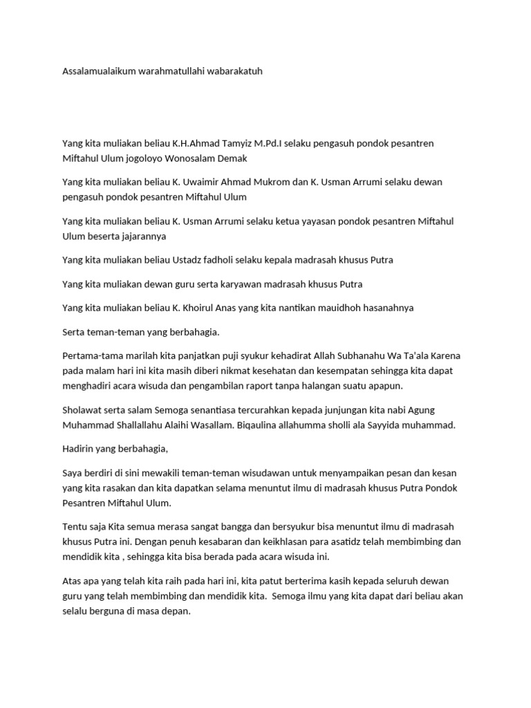 Sambutan Wisudawan | PDF