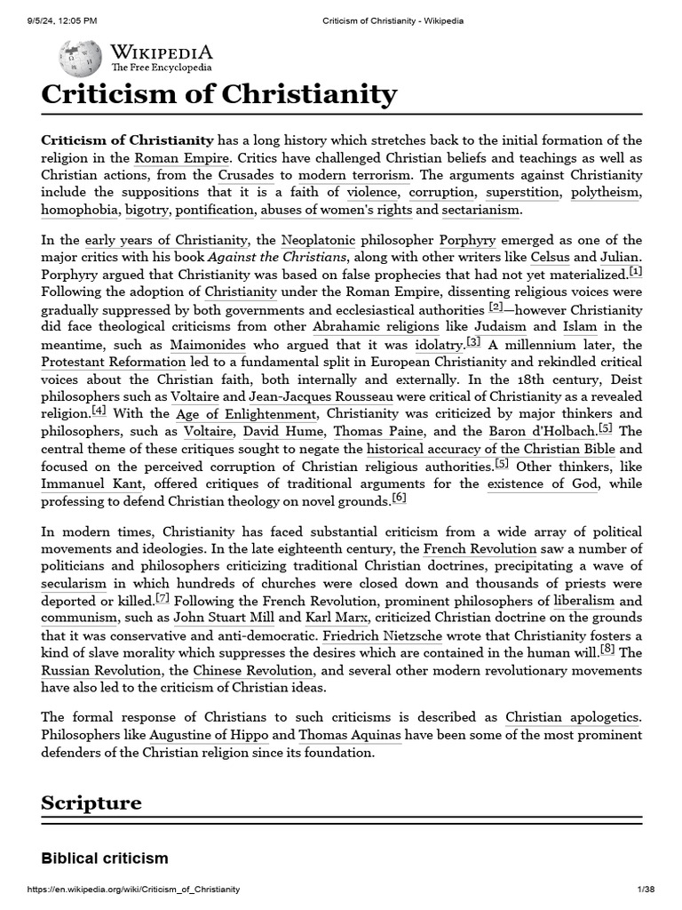 Criticism of Christianity | PDF